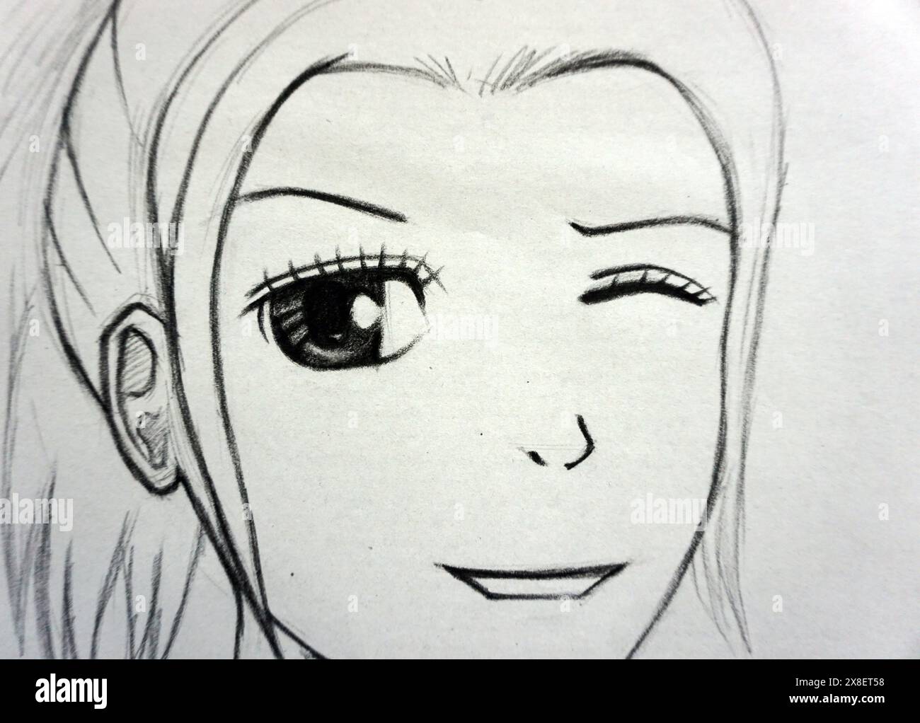hand drawn sketch drawing comic girl Stock Photo - Alamy