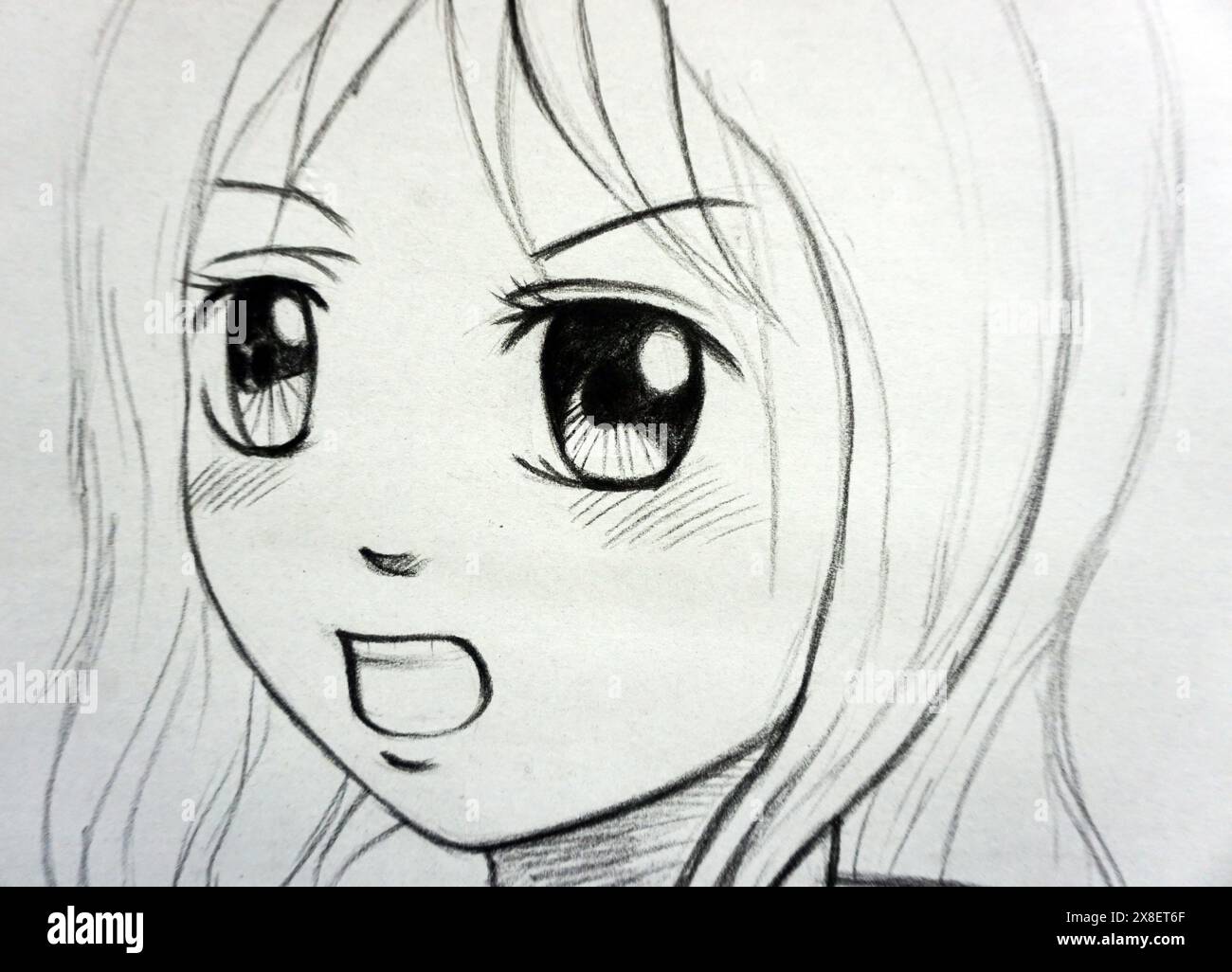 hand drawn sketch drawing comic girl Stock Photo - Alamy