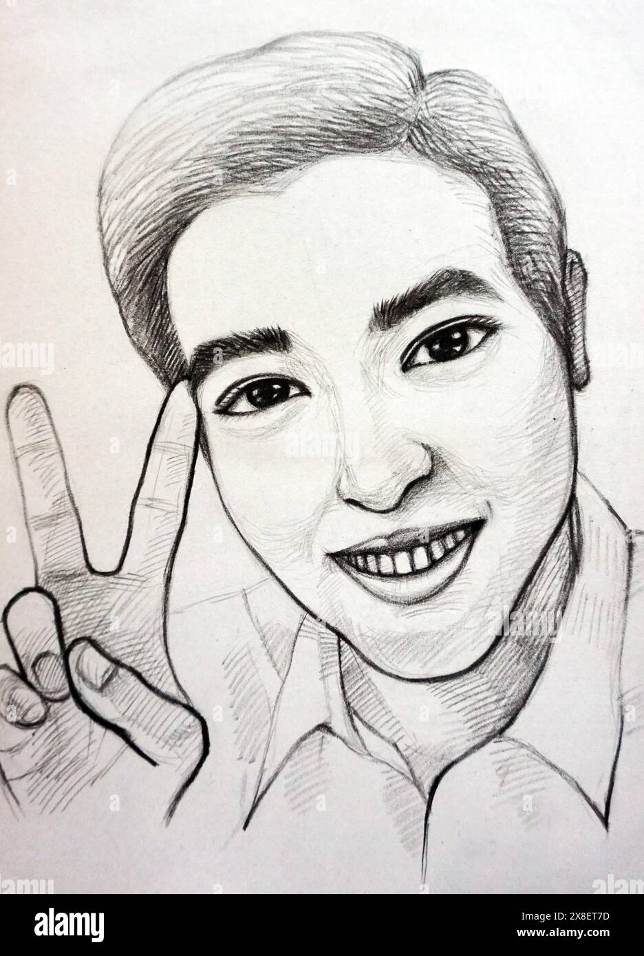 hand drawn sketch drawing man face Stock Photo - Alamy