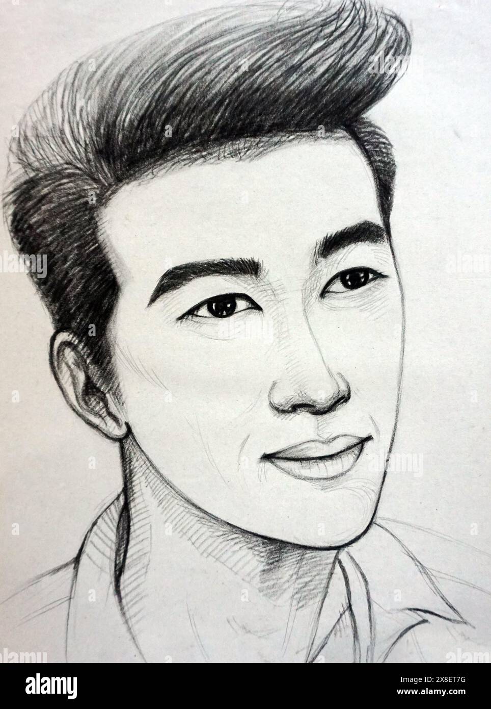 hand drawn sketch drawing man face Stock Photo - Alamy