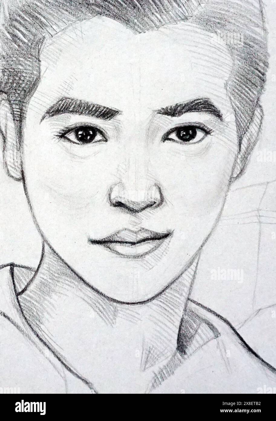 hand drawn sketch drawing man face Stock Photo - Alamy