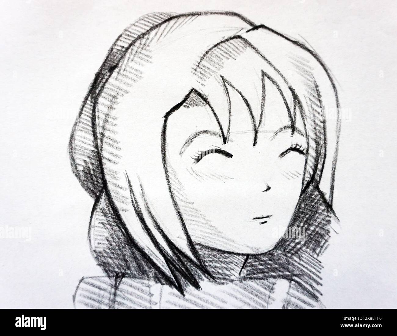 hand drawn sketch drawing comic girl Stock Photo - Alamy