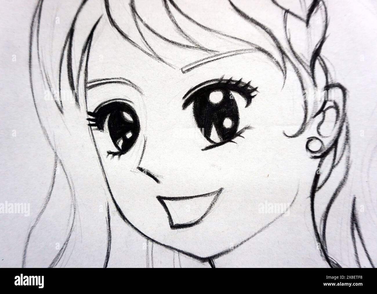 hand drawn sketch drawing comic girl Stock Photo - Alamy