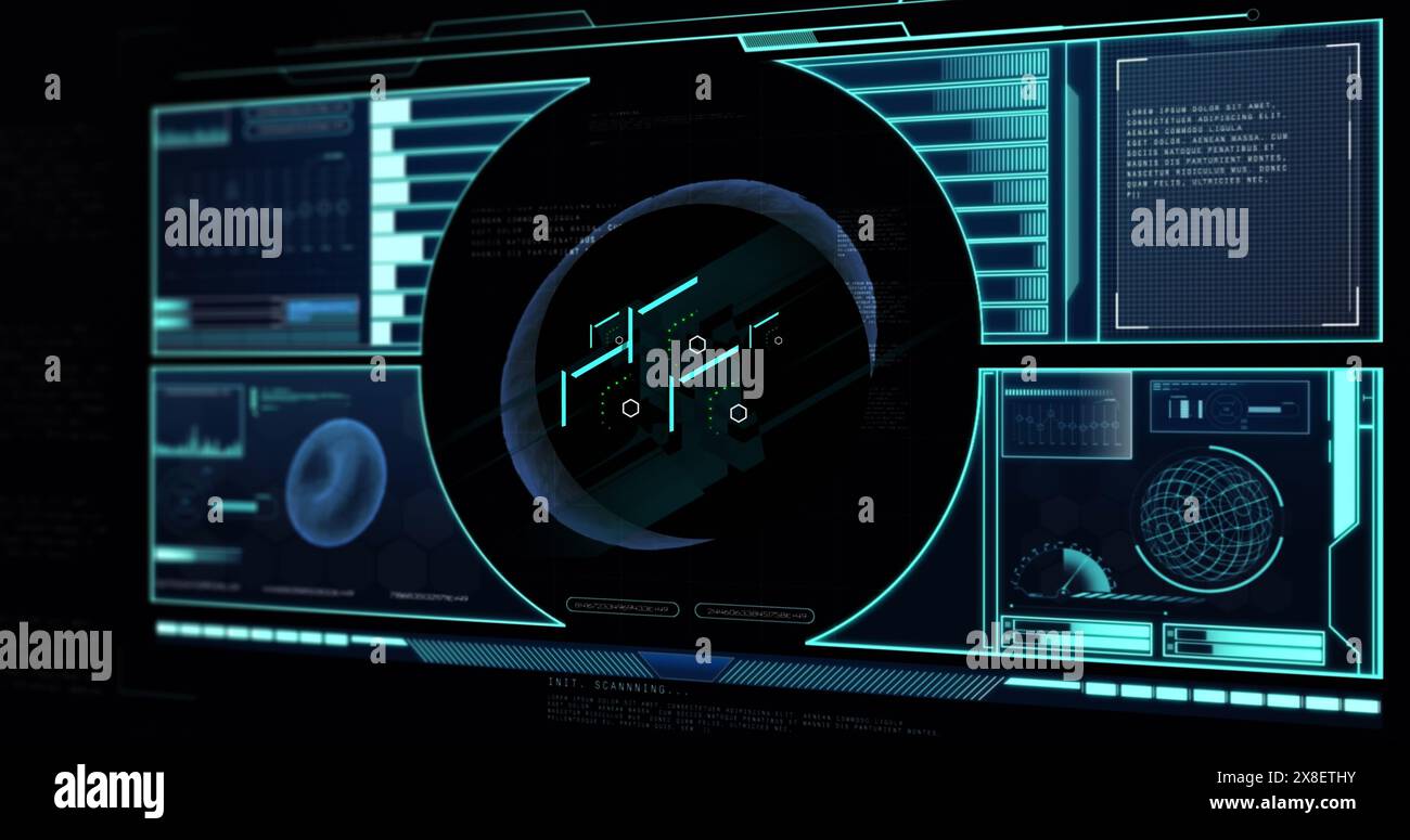 Image of data processing over shapes Stock Photo - Alamy