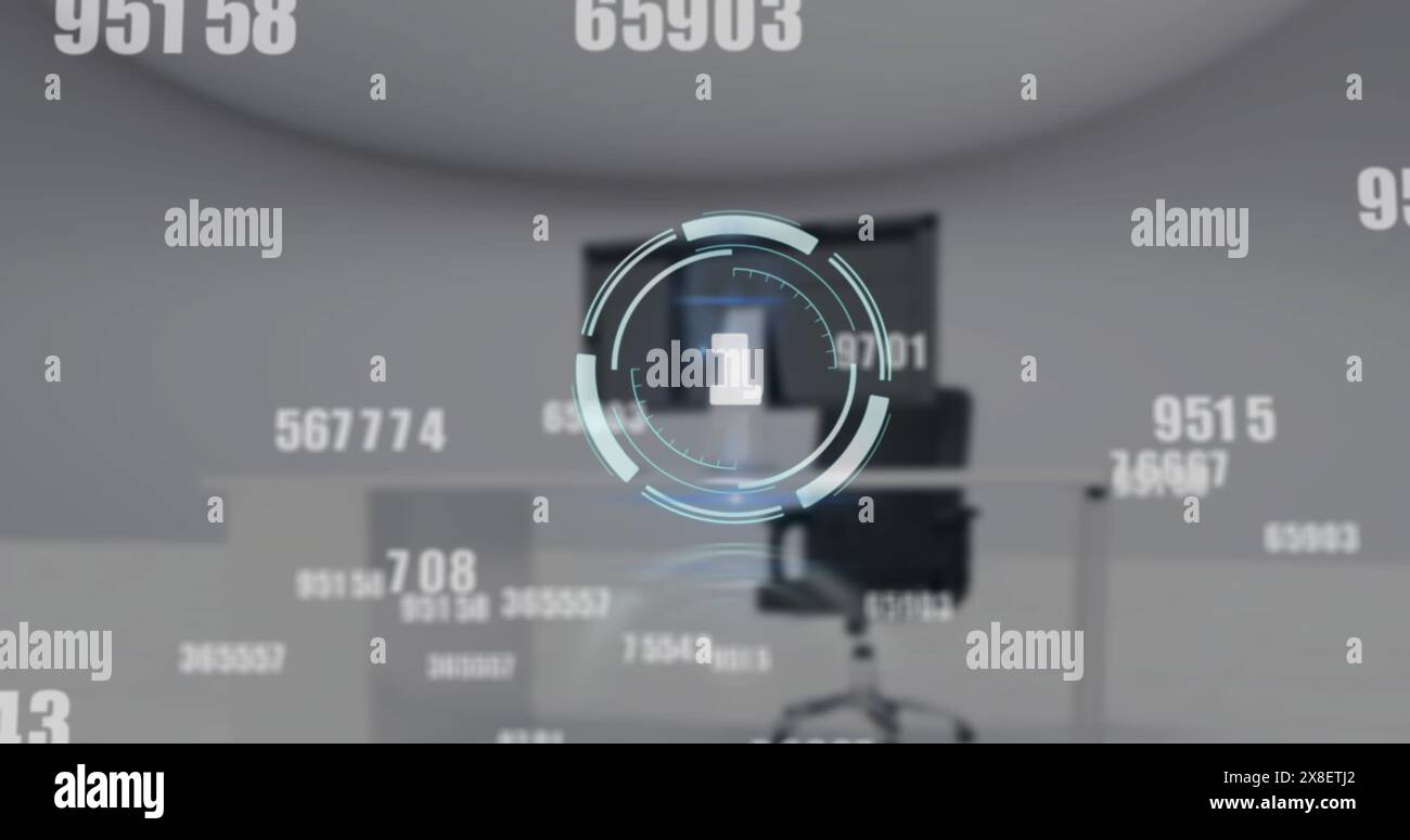 Image of countdown over round scanner and multiple changing numbers ... Image of countdown over round scanner and multiple changing numbers ...