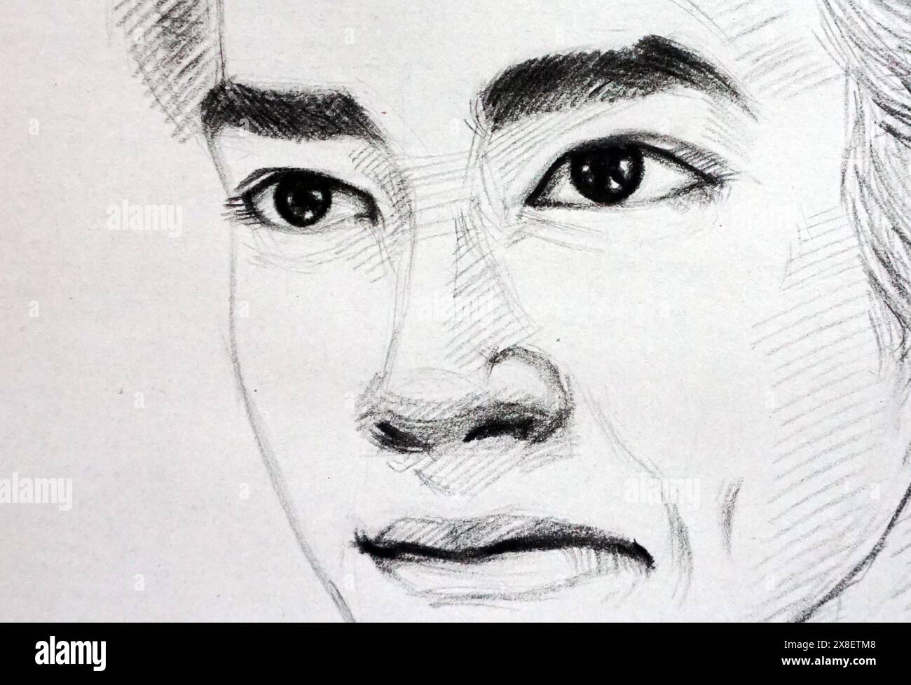 hand drawn sketch drawing man face Stock Photo - Alamy