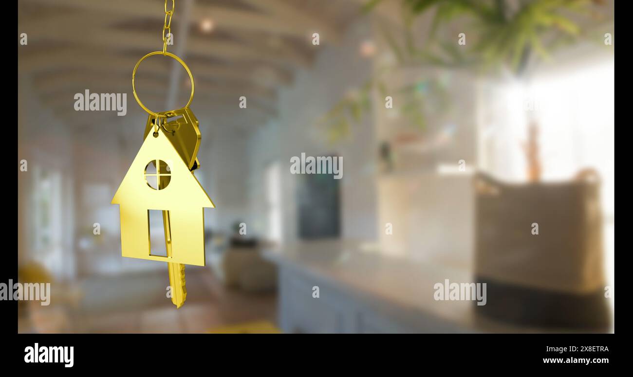 Golden house key animation over hi-res stock photography and images - Alamy