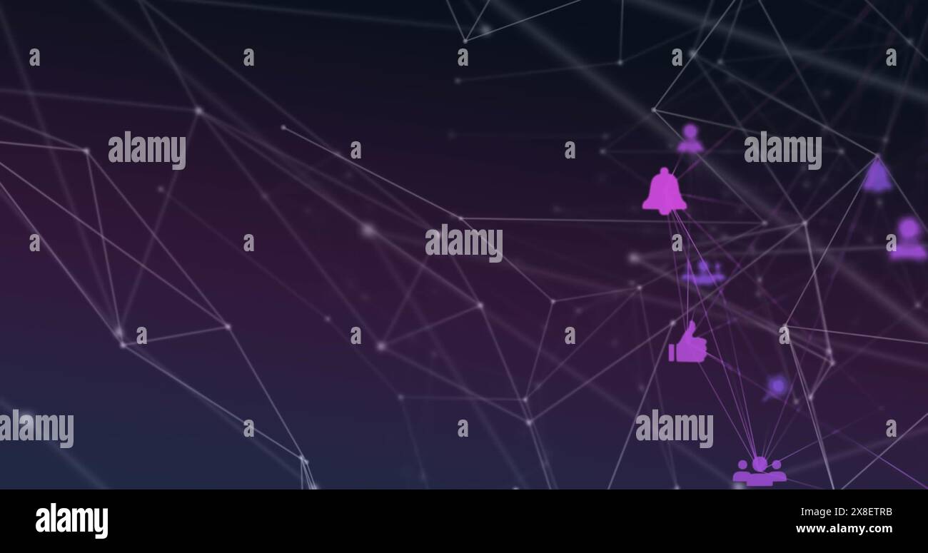 Image of globe of digital icons and network of connections spinning ...