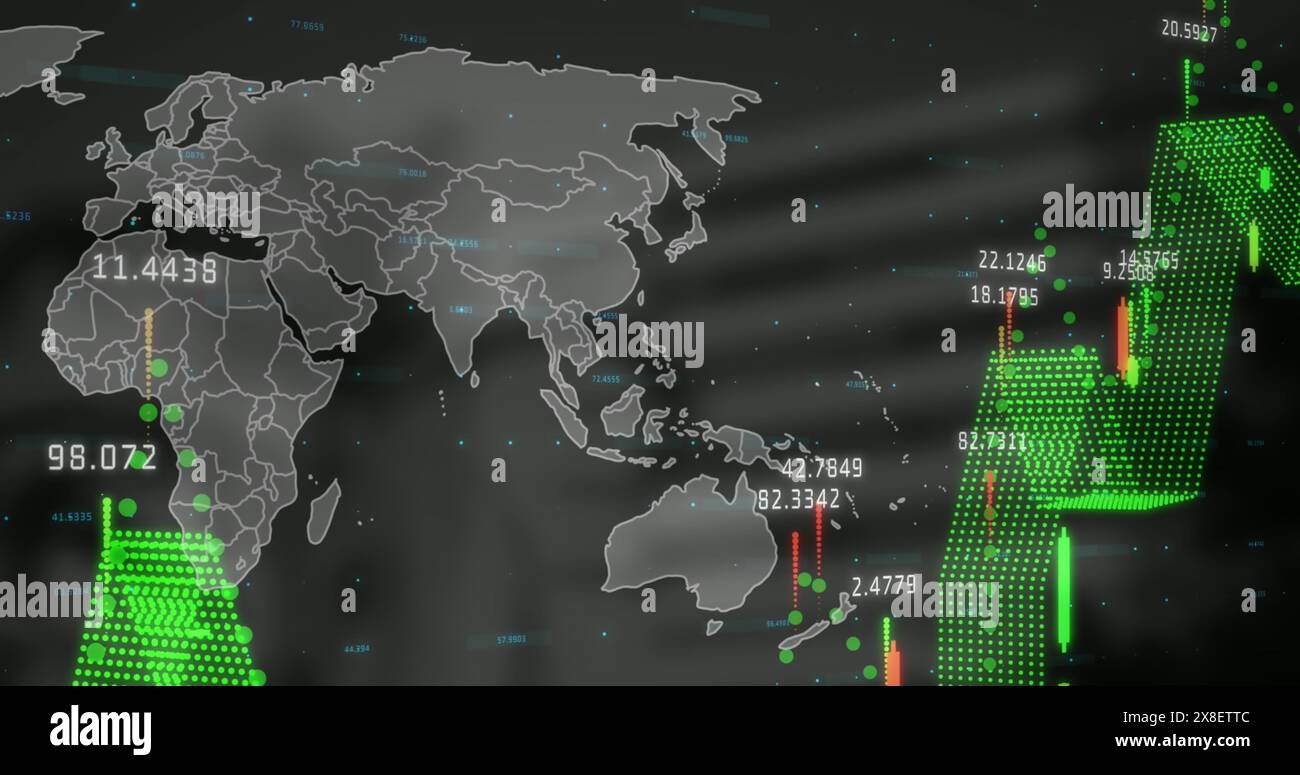 Image of data processing over world map Stock Photo - Alamy