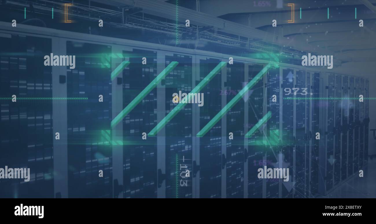 Image of data processing over server room Stock Photo - Alamy