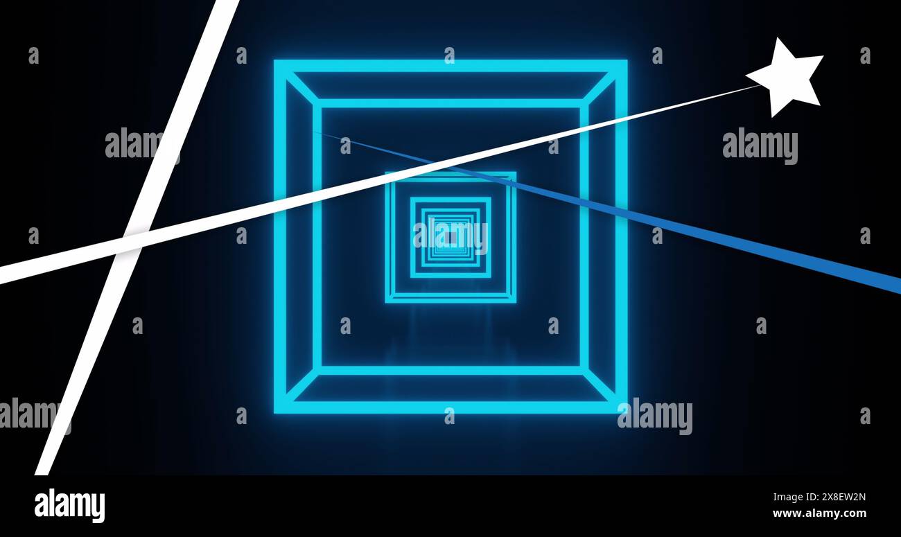 Image of star shape with blue, white and red stripes moving over ...