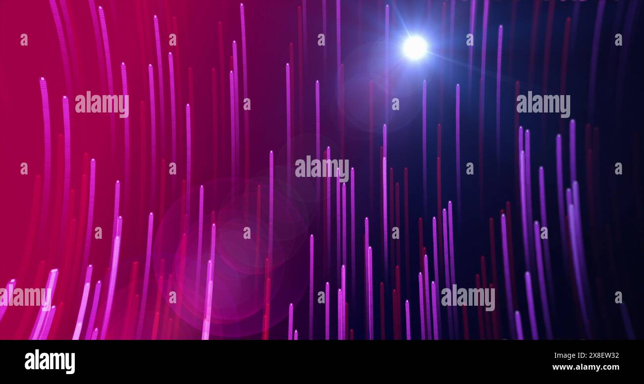 Bright blue and pink lights falling like rain in dark room Stock Photo ...