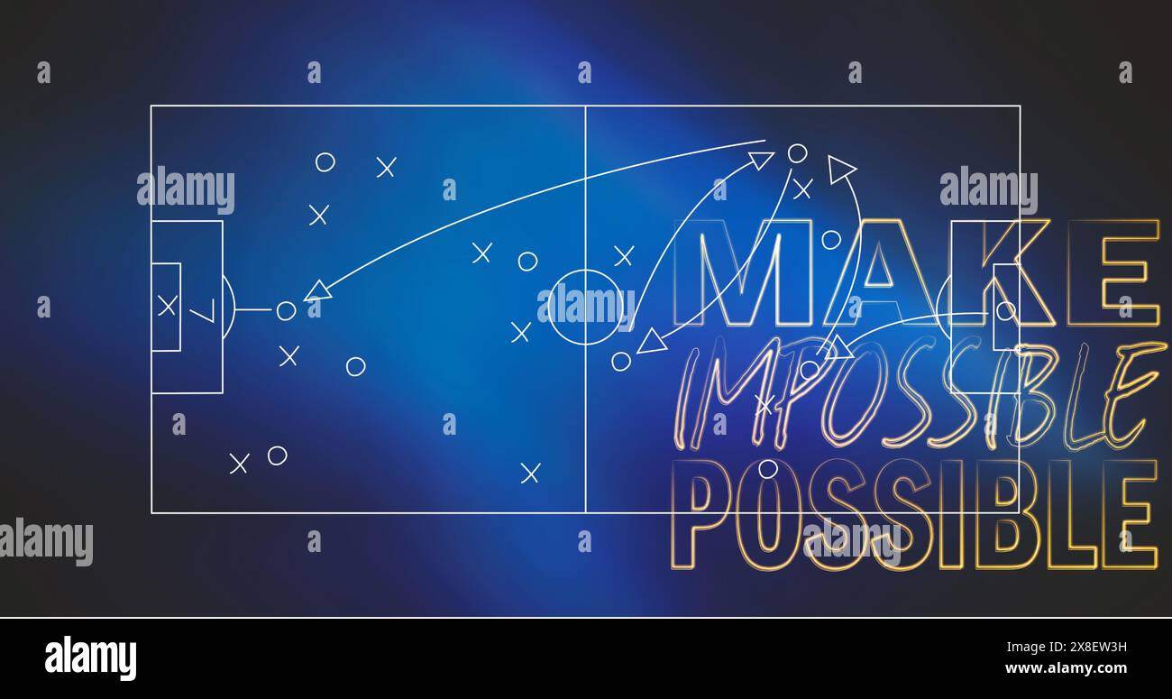 Football strategy board displaying various play tactics glowing in blue ...