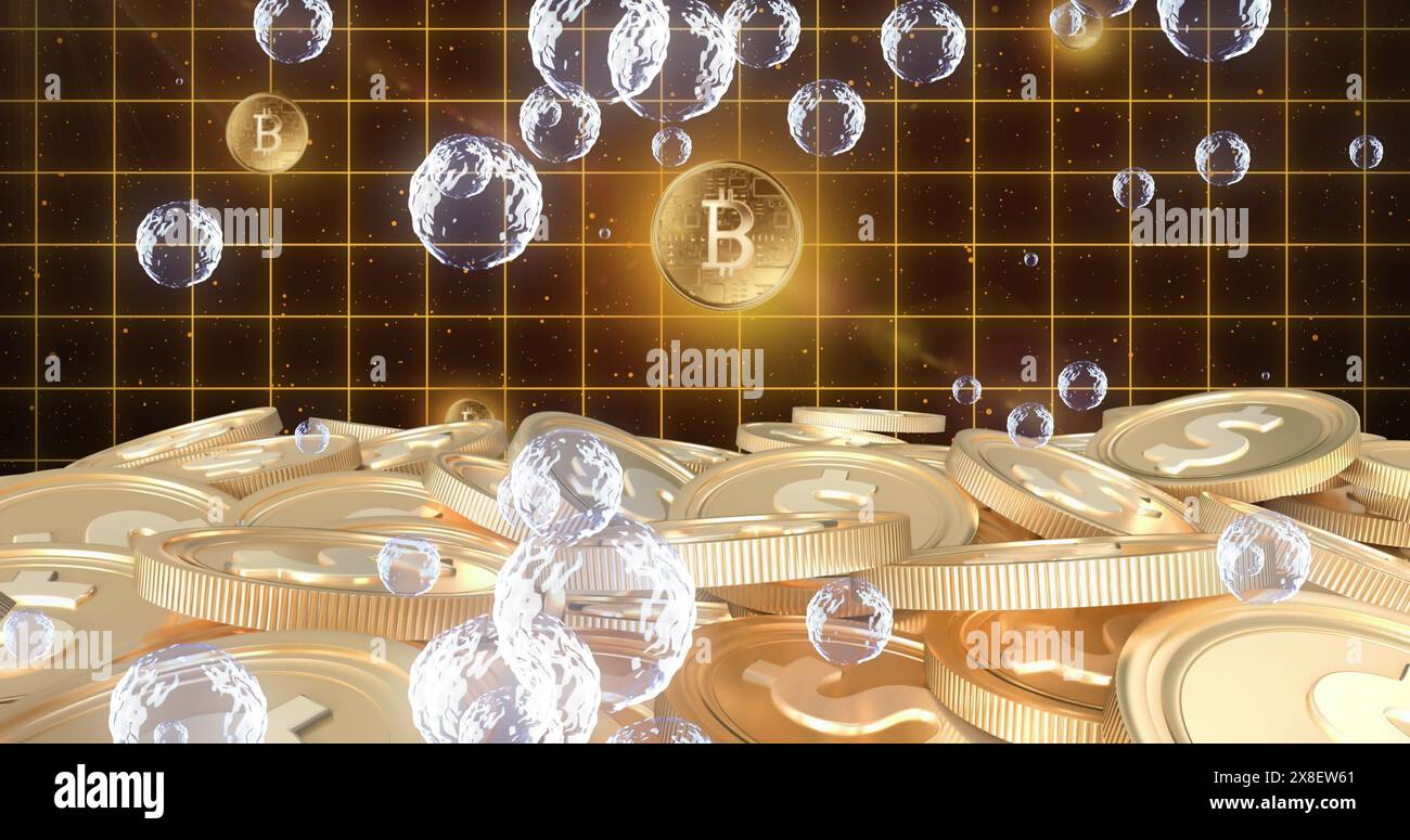 Floating gold coins bitcoin symbols hi-res stock photography and images - Alamy