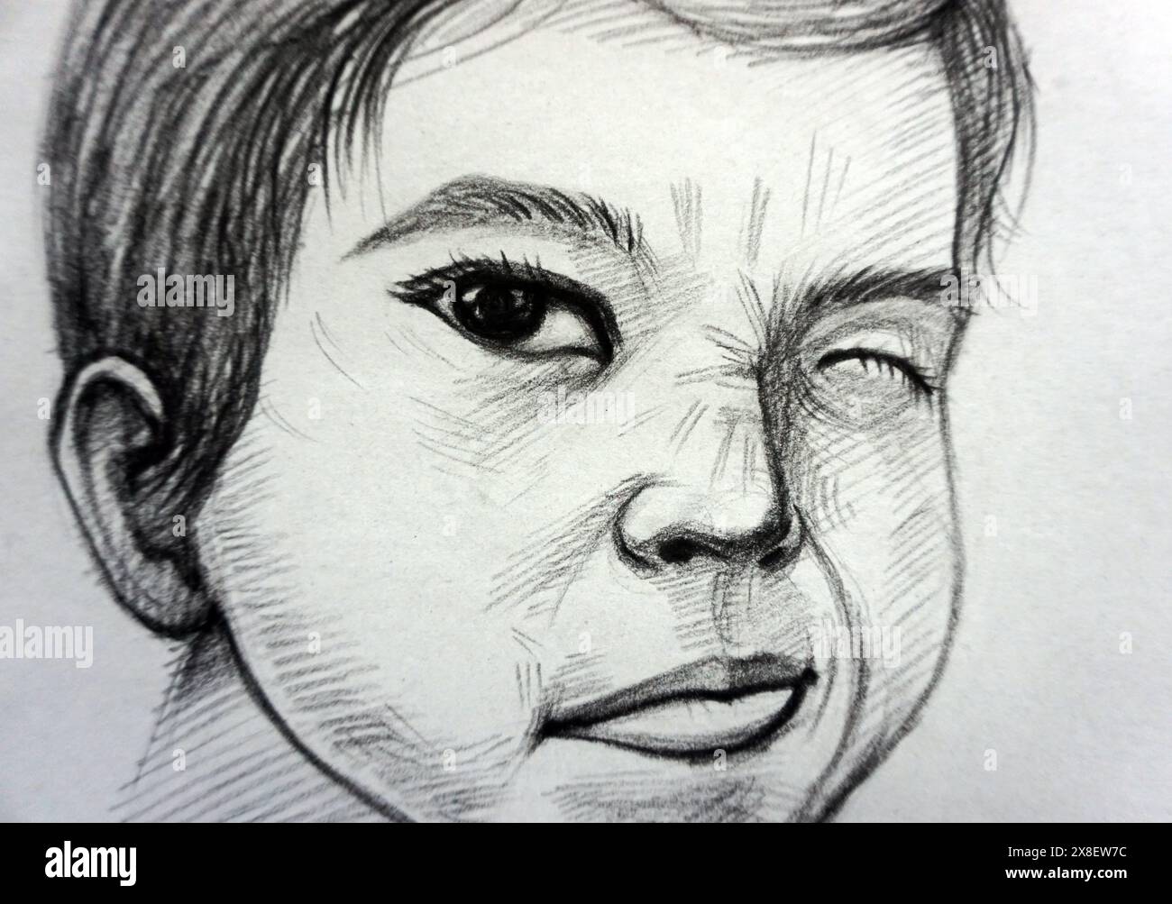 hand drawn sketch drawing man face Stock Photo - Alamy