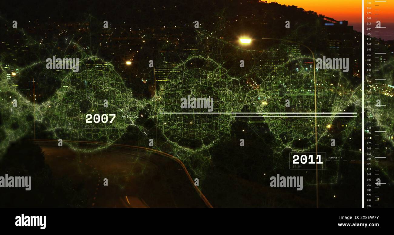 Image of data processing over cityscape Stock Photo - Alamy