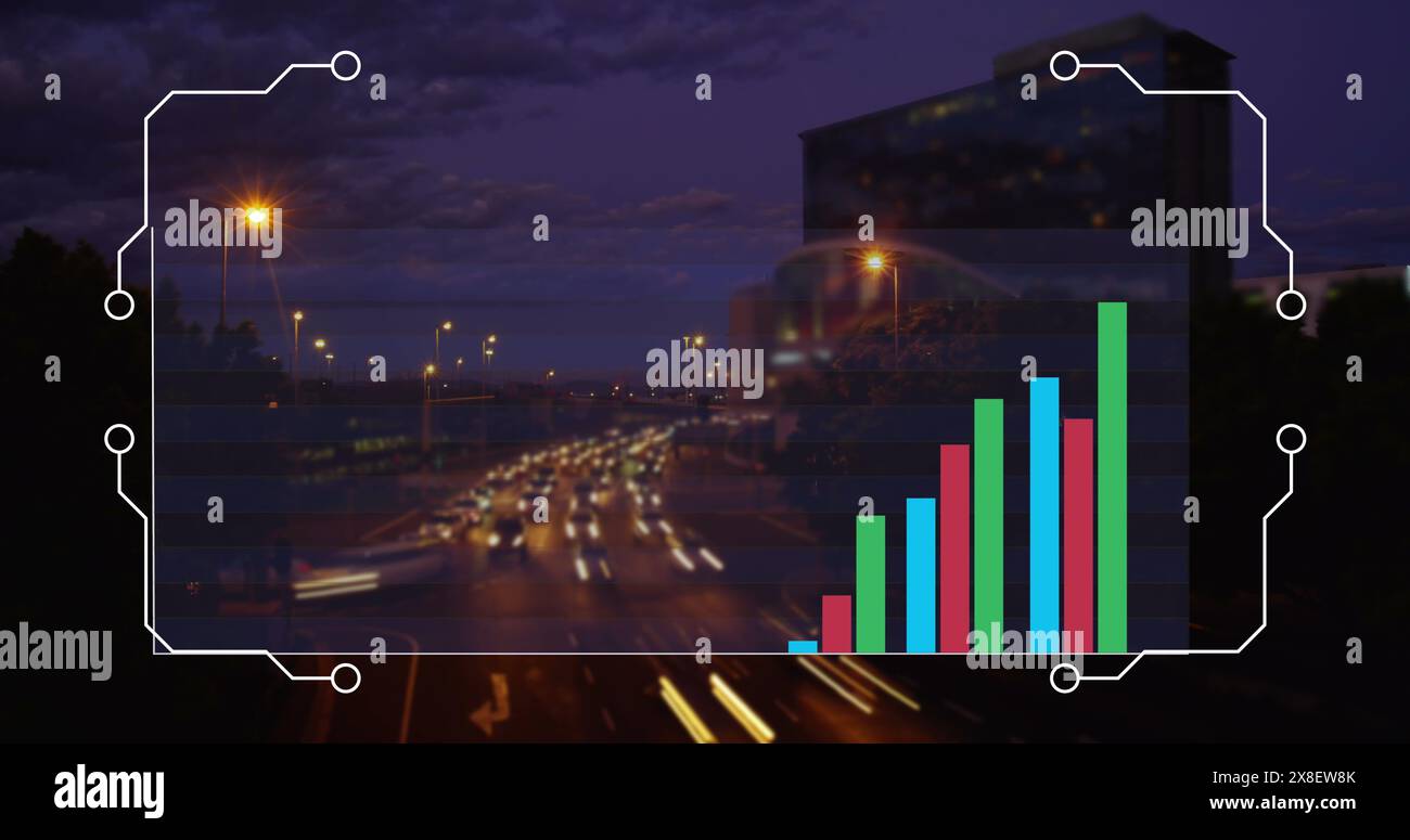Image of data processing over cityscape Stock Photo - Alamy