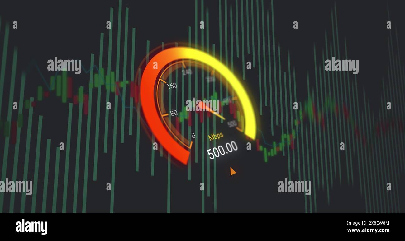 Image of data processing over speedometer Stock Photo - Alamy