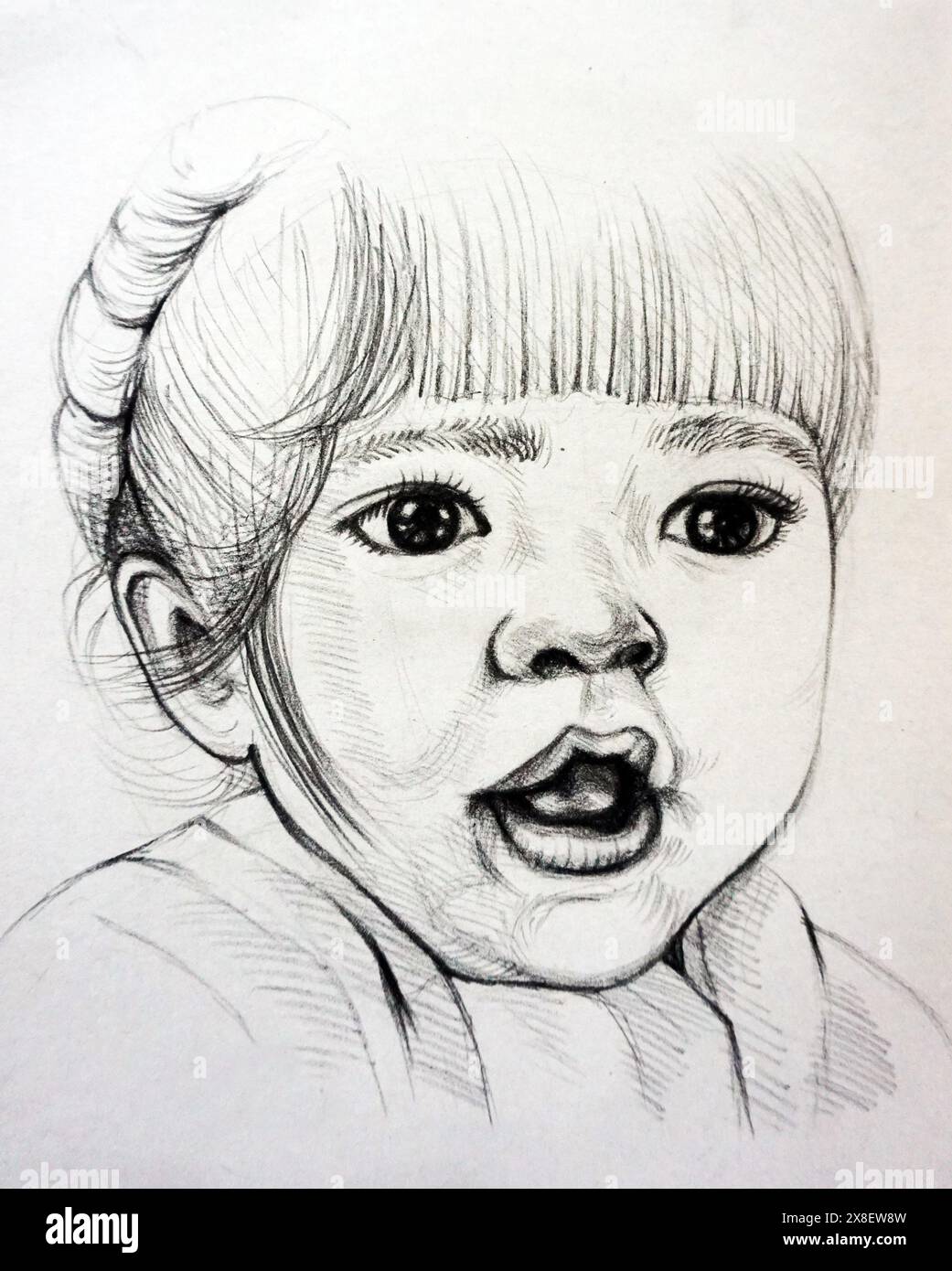 hand drawn sketch drawing girl face Stock Photo - Alamy