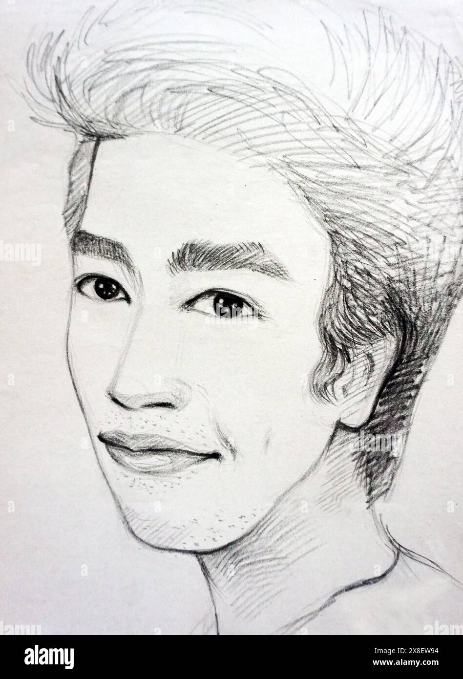 hand drawn sketch drawing man face Stock Photo - Alamy