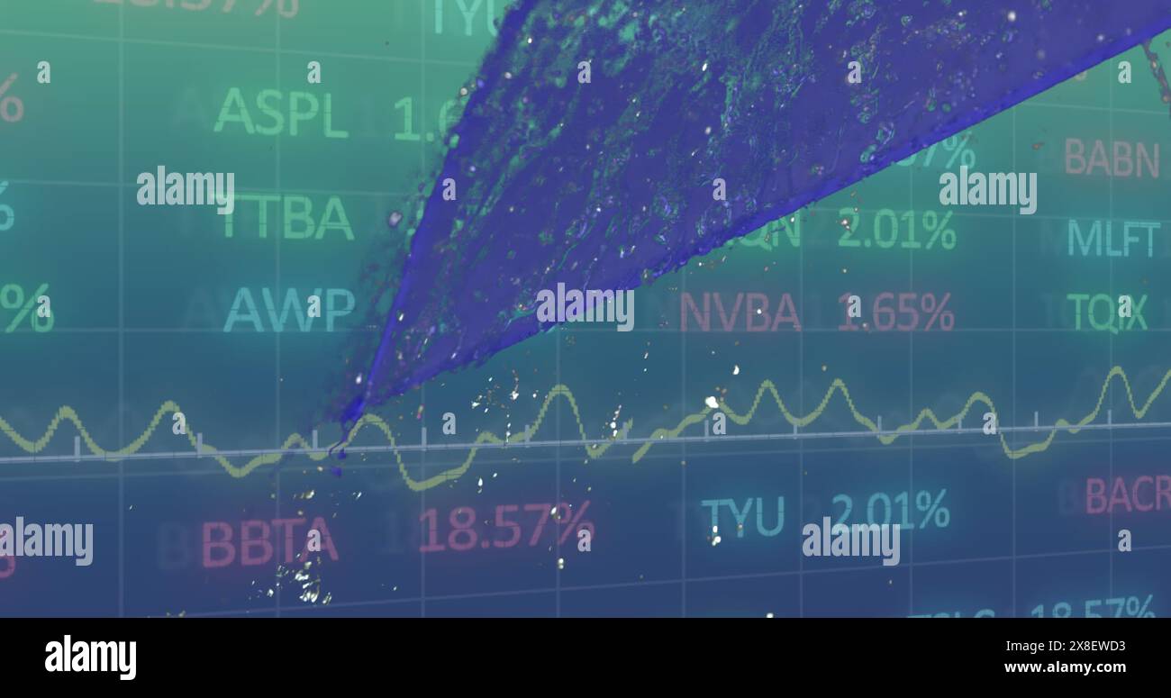 Image of graphs with numbers over trading board against water falling ...