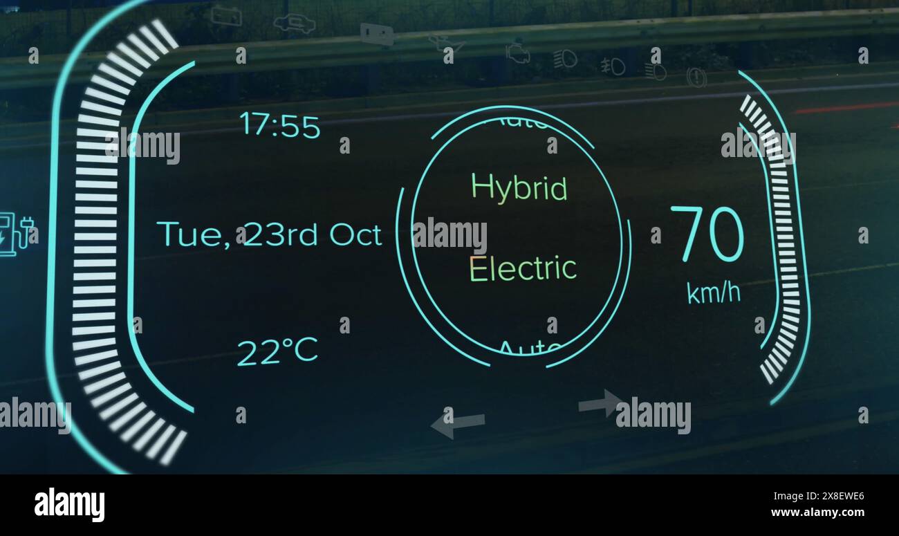 Image of car interface over cars on street Stock Photo - Alamy