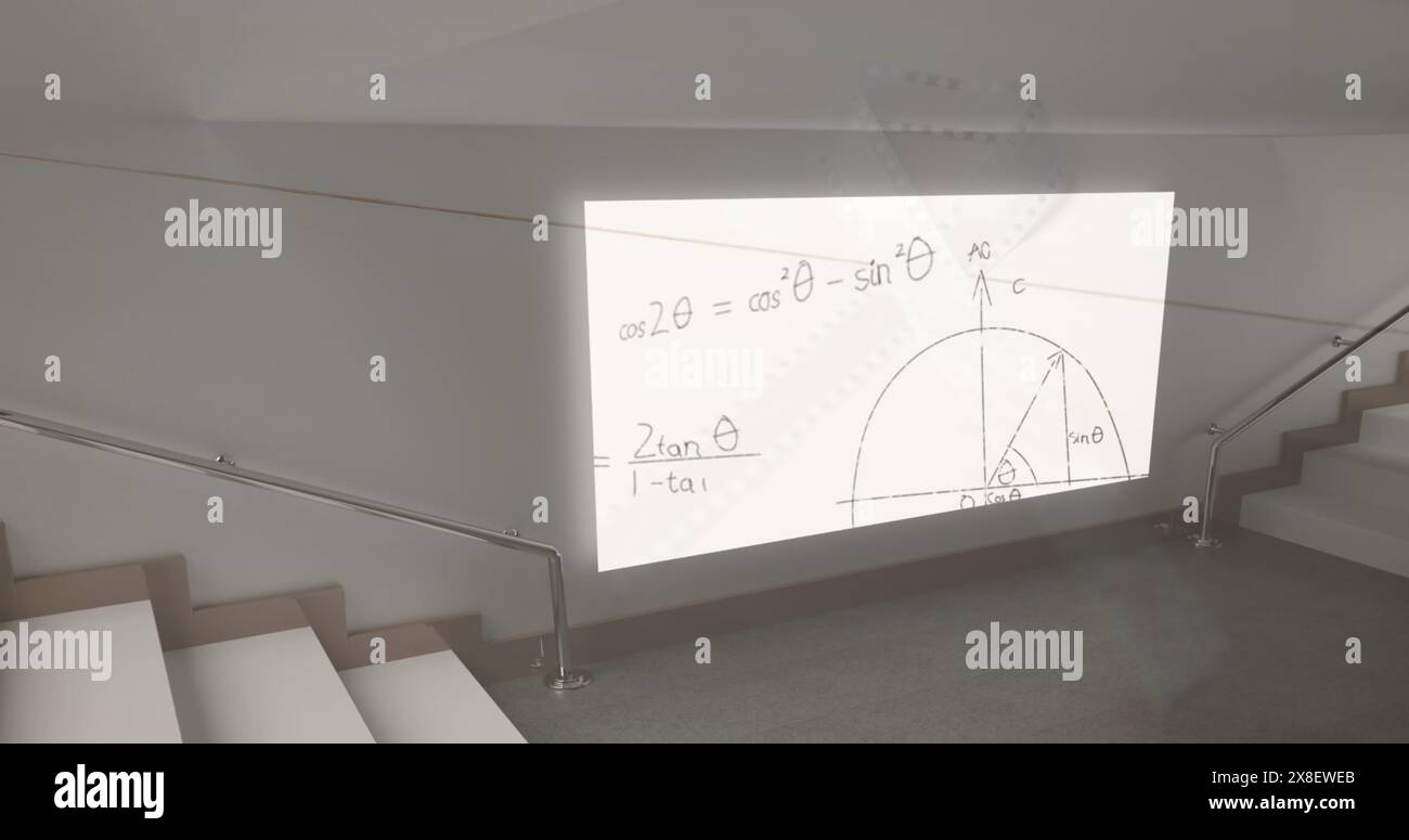 Animation mathematical equations over white hi-res stock photography ...