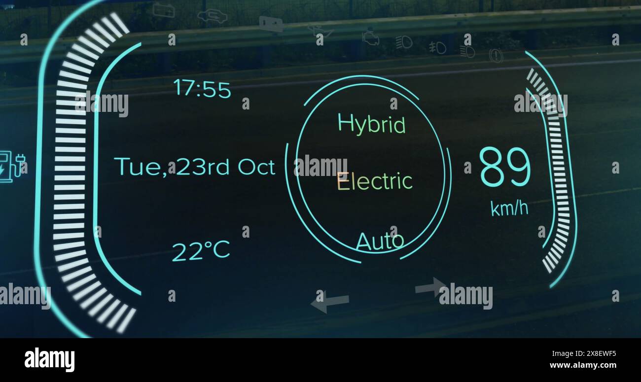 Image of car interface over cars on street Stock Photo - Alamy