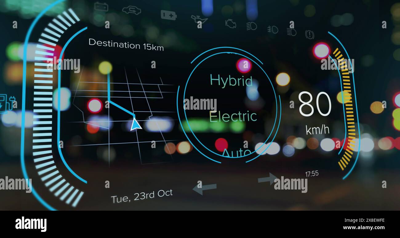 Digital interface animation over skyscraper hi-res stock photography ...