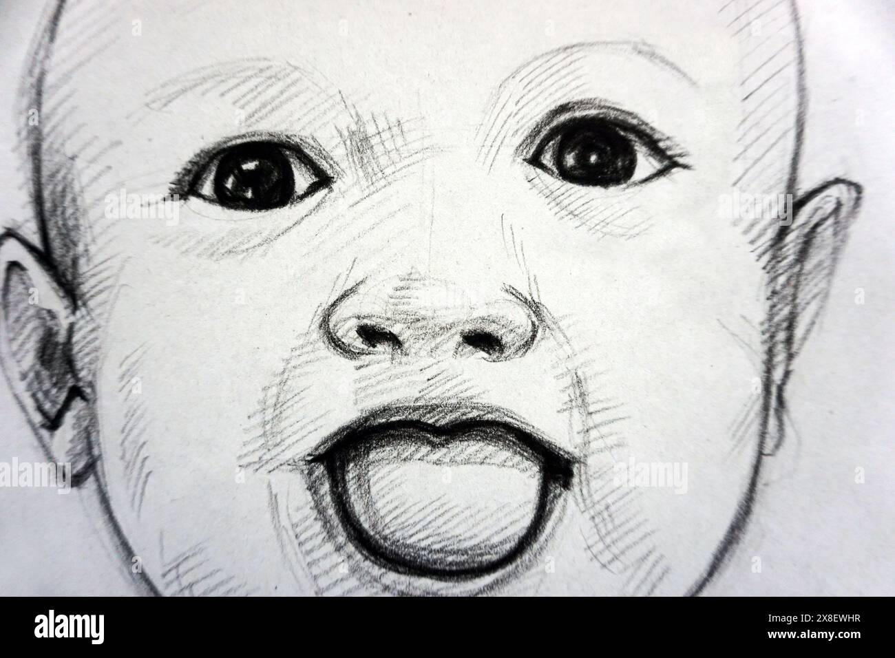 hand drawn sketch drawing baby boy Stock Photo - Alamy