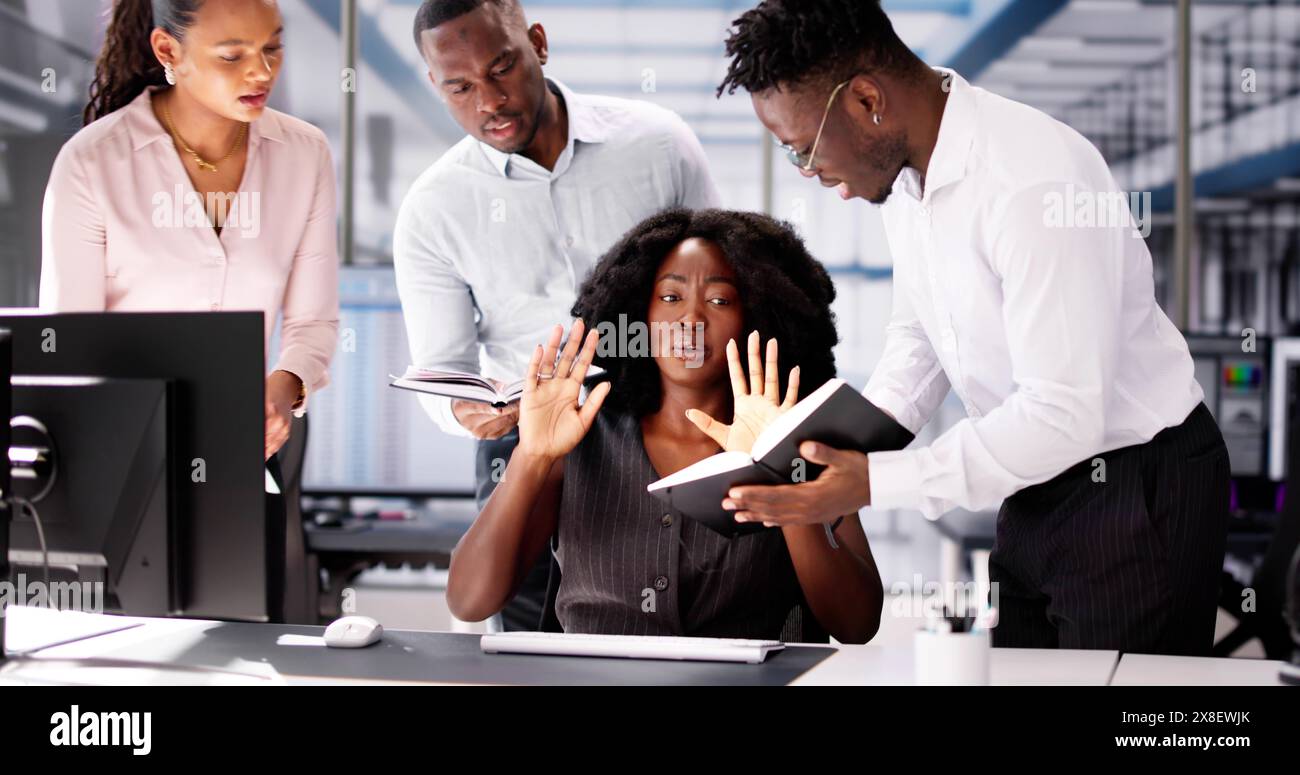 Stress At Workplace In Office. Business Headache Stock Photo - Alamy