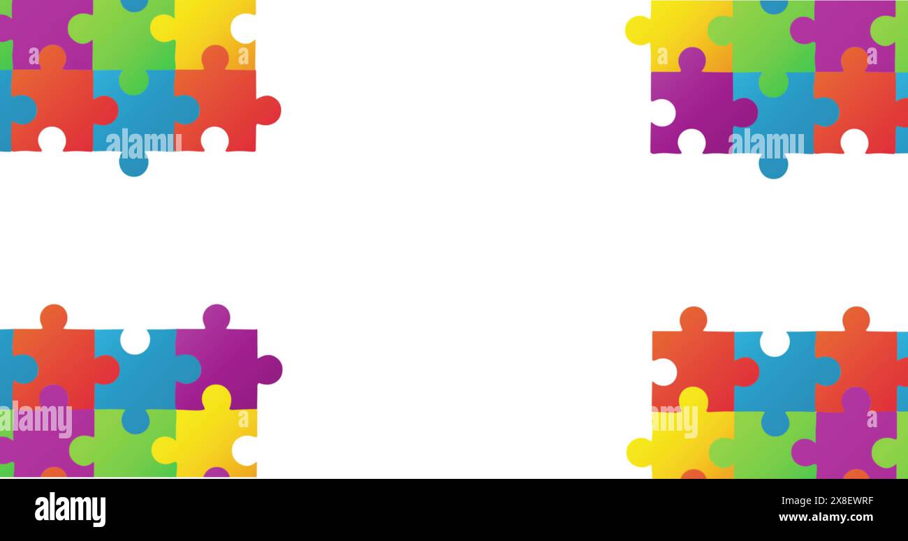 Image of colourful puzzle over white background Stock Photo - Alamy