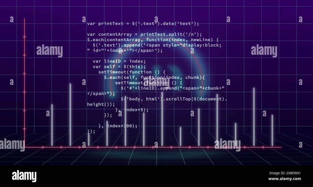 Image of statistical data processing over glowing power button icon ...