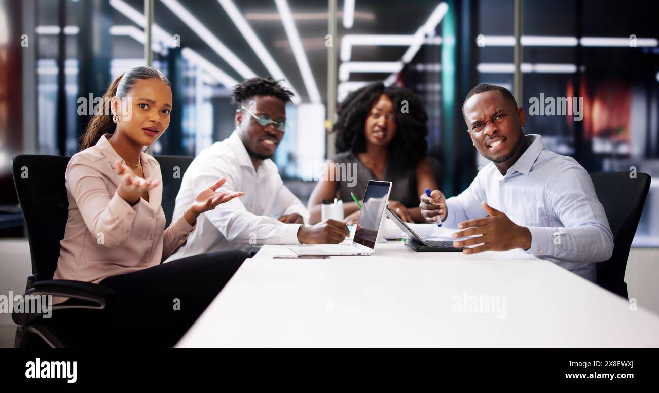 Angry Group In Video Conference Webinar. Workplace Argument Stock Photo ...