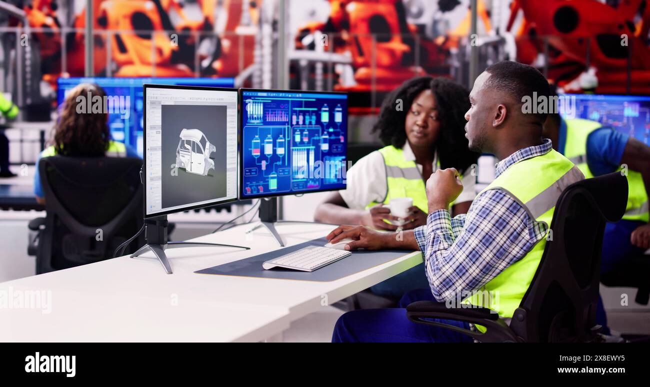 Engineer Operators Using Scada System At Industrial Plant Stock Photo ...