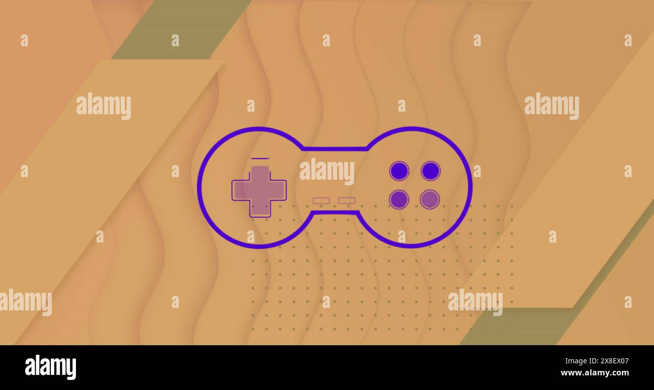 Image of gamepad icon and shapes over orange background Stock Photo - Alamy