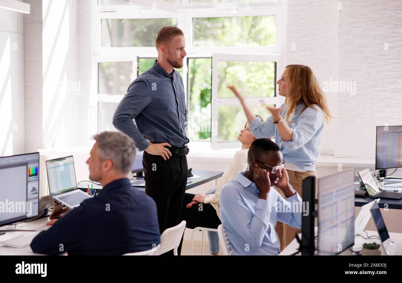 Angry Office Business Meeting Argument. People Arguing And Fighting Stock Photo - Alamy