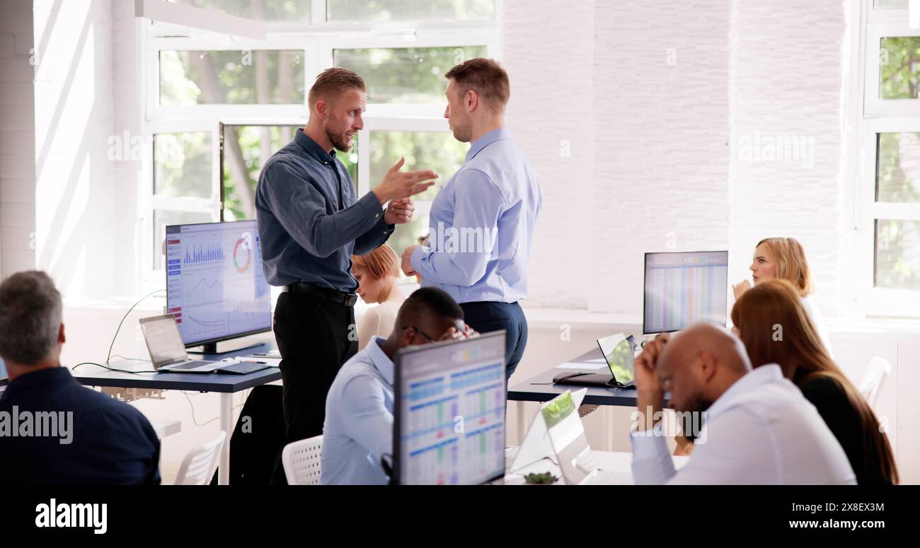 Angry Dominant Colleague Bullying Person At Workplace Stock Photo - Alamy