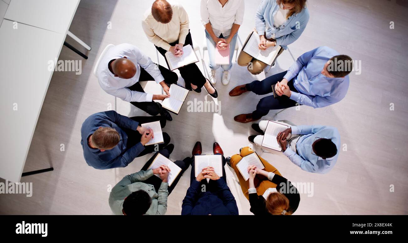 Bible Study Group Reading Book. Diverse People Team Stock Photo - Alamy