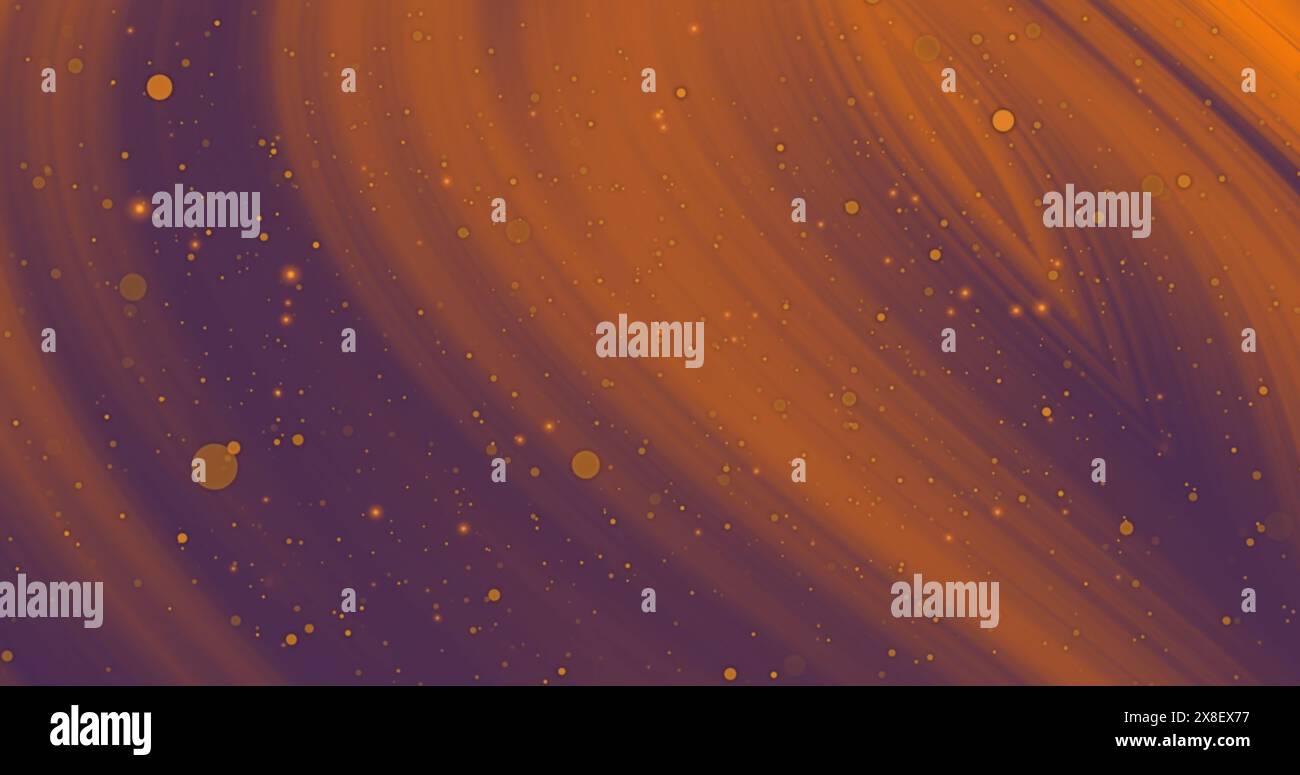 Image of yellow spots floating over abstract yellow light trails ...