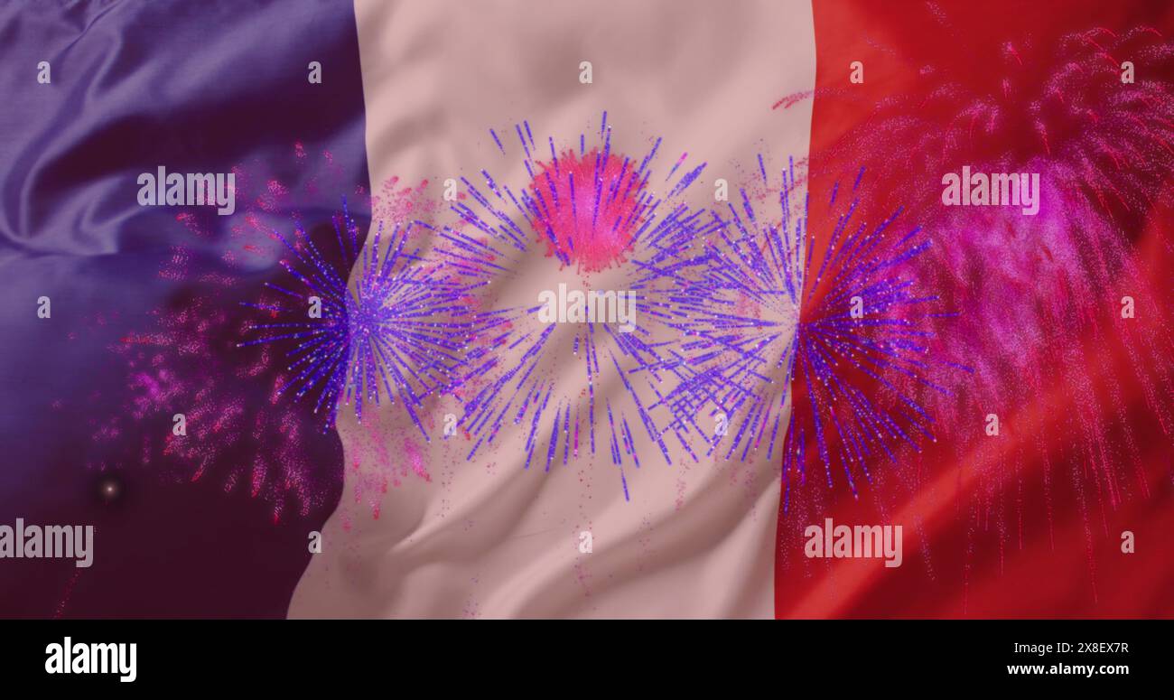 Image of flag of france over fireworks exploding Stock Photo - Alamy