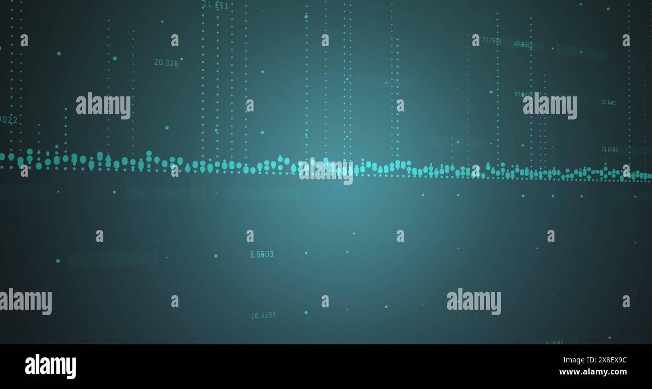 Image of dots forming graphs with changing numbers against blue background Stock Photo - Alamy