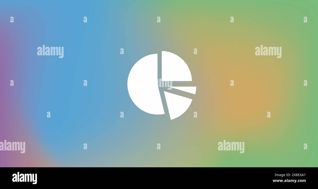 Image of pie chart statistics over gradient background Stock Photo - Alamy