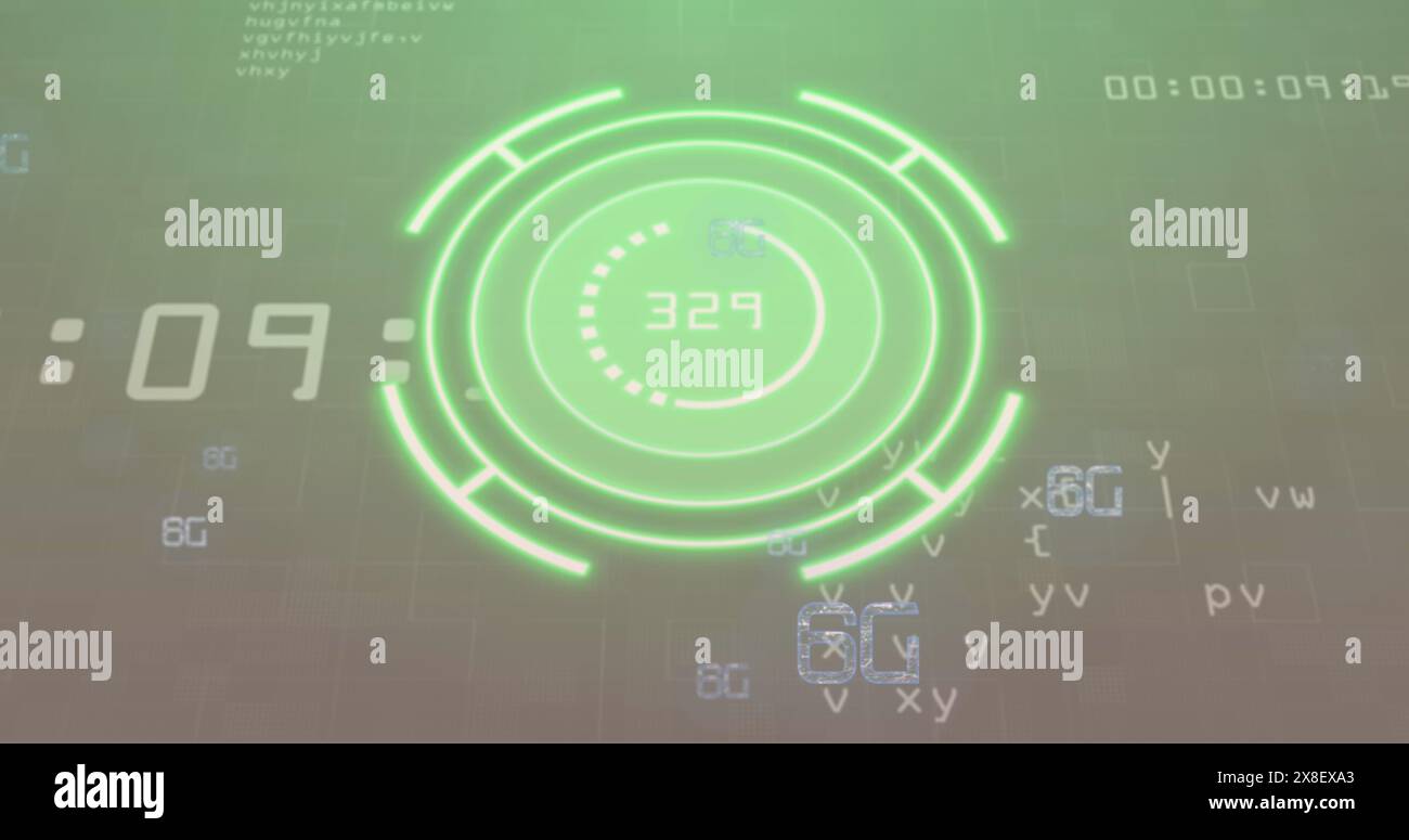 Image of data processing over green scope scanning. Global business ...