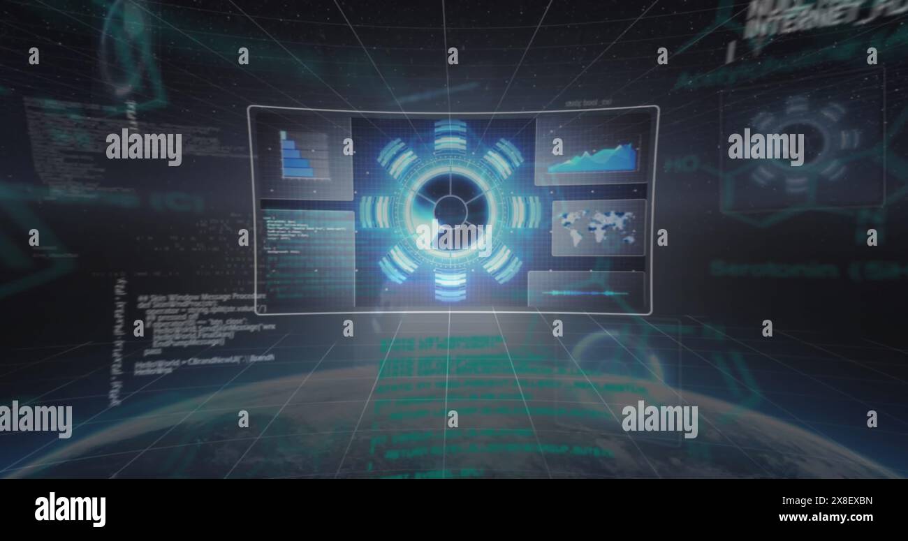 Image of data processing over globe Stock Photo - Alamy