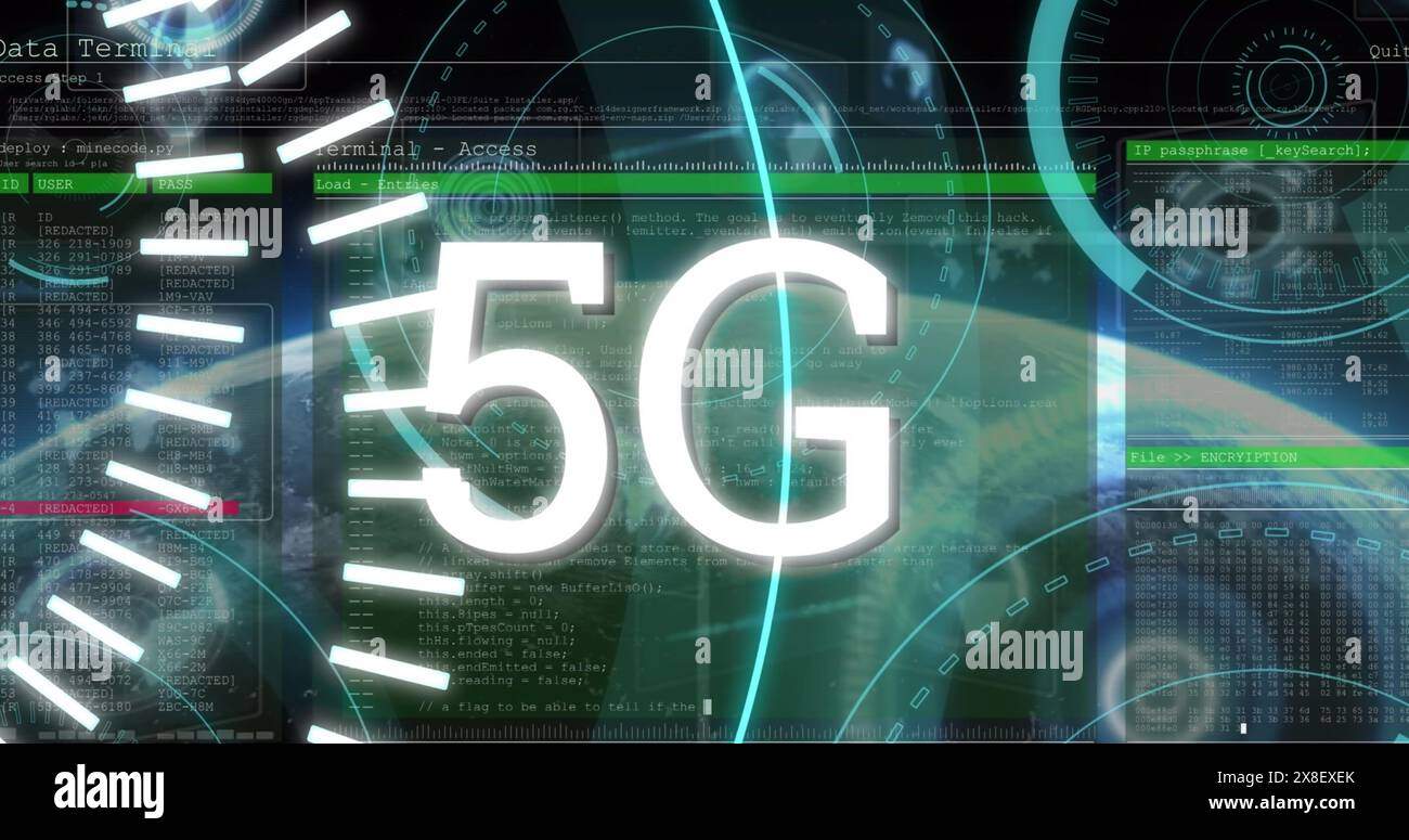 Image of 5g text and scopes and data processing over globe Stock Photo - Alamy