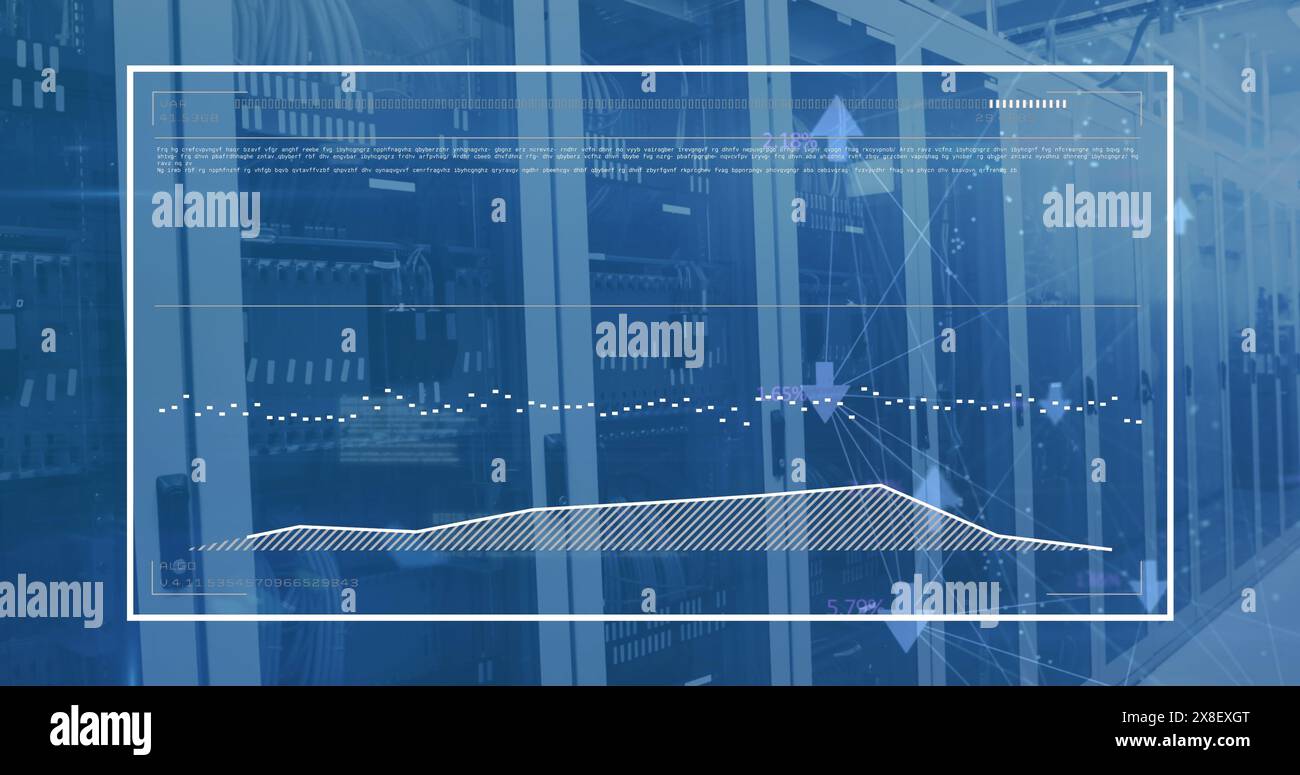 Image of computer language and graph over data server racks Stock Photo ...