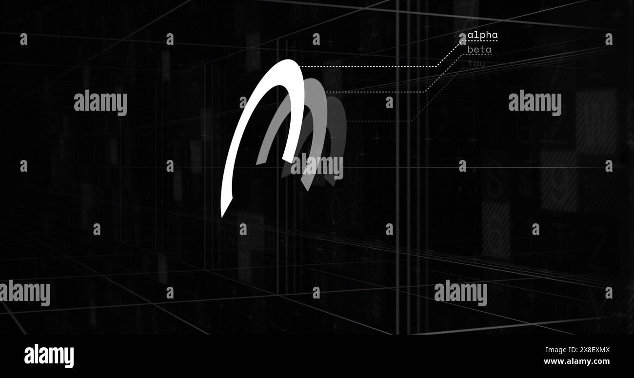 Image Of Loading Circles And Grid Pattern Against Black Background