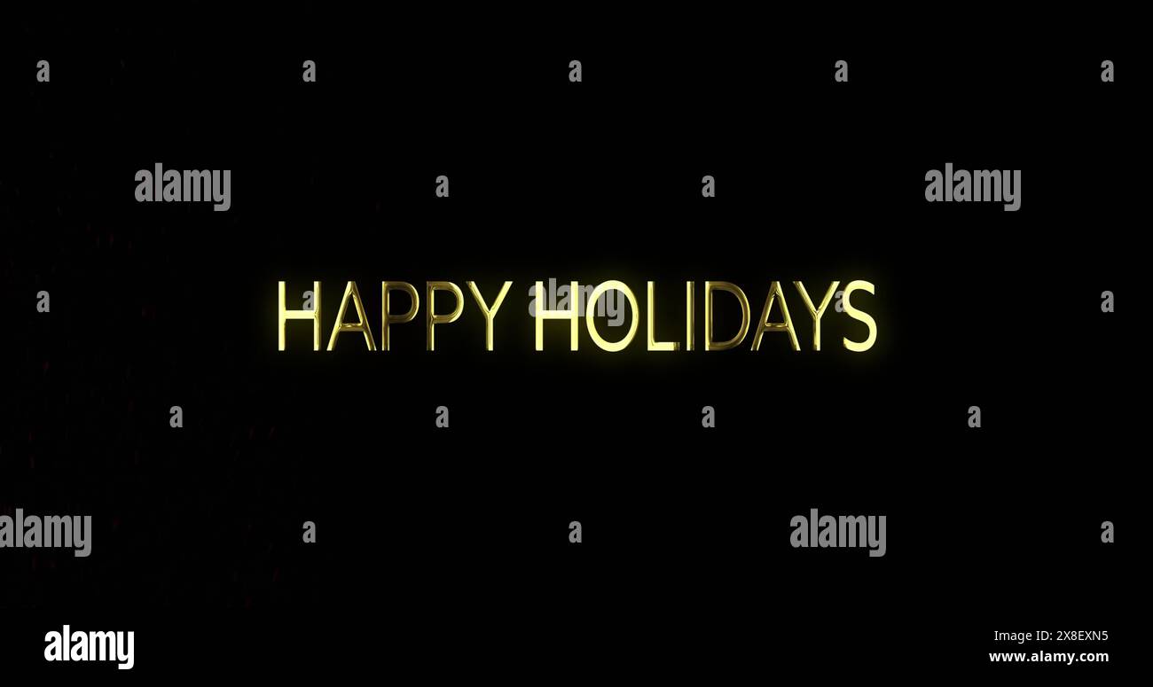 Bright yellow text on black background reads HAPPY HOLIDAYS in capital ...