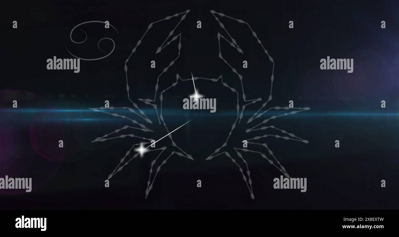 Image of connected dots forming cancer symbol and moving lens flare ...
